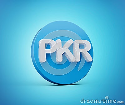 3d White Pakistani Rupee PKR Symbol With Rounded Blue Icon On Blue ...