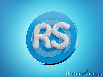 3d White Pakistani Rupee Rs Symbol With Rounded Blue Icon On Blue ...