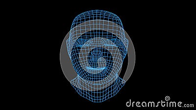 3D Wireframe Render of Human Face Speaking. Stock Footage - Video of ...