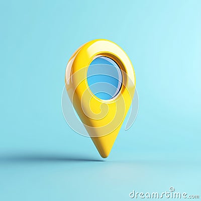 3D Yellow Location Icon With Blue Background Stock Image ...
