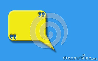 3D Yellow Talk Bubbles On Blue Background. Empty Bubble Speech For ...