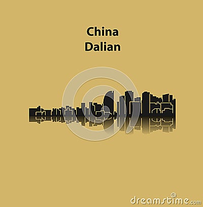 Dalian, China City Silhouette Cartoon Vector | CartoonDealer.com #298572105
