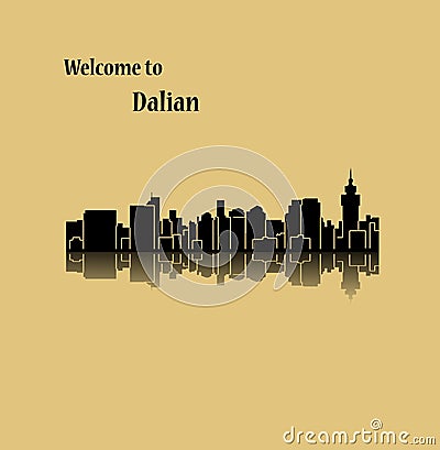 Dalian, China City Silhouette Cartoon Vector | CartoonDealer.com #298572157