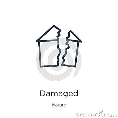 Damaged Icon. Thin Linear Damaged Outline Icon Isolated On White ...