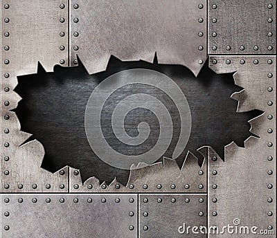Damaged Metal Armor With Torn Hole Background Royalty-Free Stock Photo ...