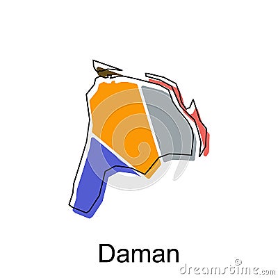 Daman Map Illustration Design, Vector Template With Outline Graphic ...