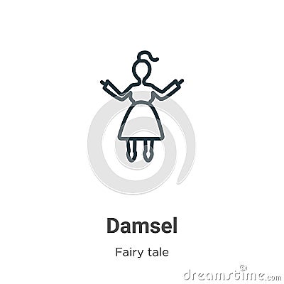 Damsel Outline Vector Icon. Thin Line Black Damsel Icon, Flat Vector ...