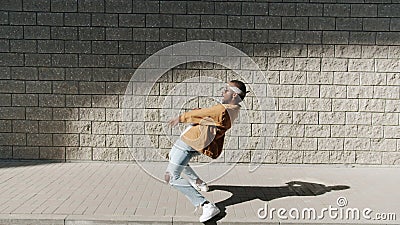 Dance Loop of Talented Breakdancer Bending Backwards Moving Arms Having ...