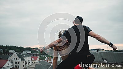 Dancers Couple Dancing on the Roof Stock Video - Video of happy, dating ...
