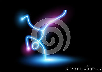 Dancing Neon Stick Figure Cartoon Vector | CartoonDealer.com #193794285