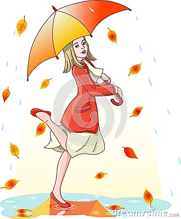 Dancing In The Rain Cartoon Vector | CartoonDealer.com #10838295