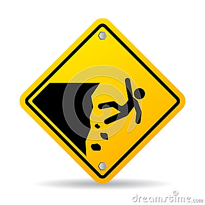 Danger Cliff Edge Warning Sign Vector Illustration | CartoonDealer.com ...