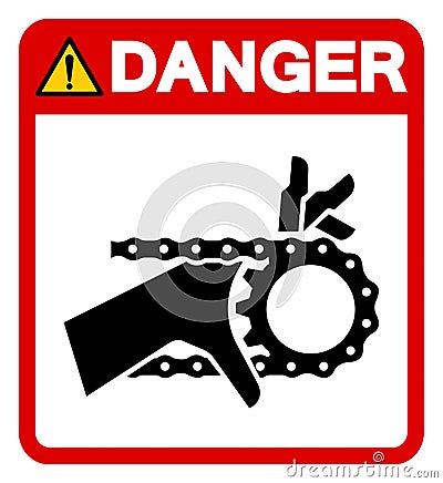 Danger Hand Entanglement Chain Drive Symbol Sign, Vector Illustration ...