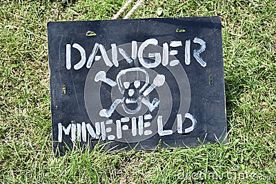 Danger Minefield, Sign With Skull Royalty-Free Stock Photography ...