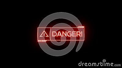Danger Neon Effect Icon Loop Animation Video Transparent Background ...