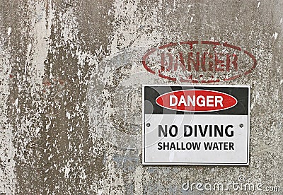 Danger, No Diving, Shallow Water Warning Sign Royalty-Free Stock Photo ...