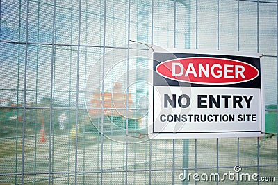 Danger No Entry Construction Site Sign Stock Photo | CartoonDealer.com ...