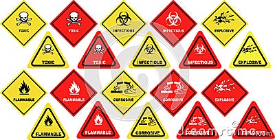 Dangerous Goods Warning Signs - Vector | CartoonDealer.com #23749045
