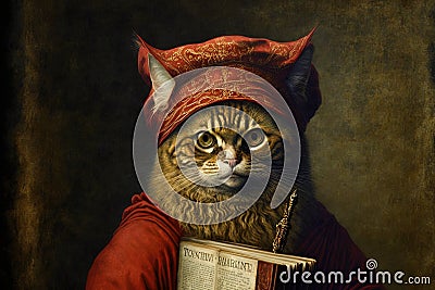 Dante Alighieri As A Cat Illustration Generative Ai Royalty-Free ...