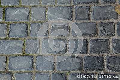 Dark Cobble Stones . Closeup Texture Of An Old Stoneblock Pavement ...