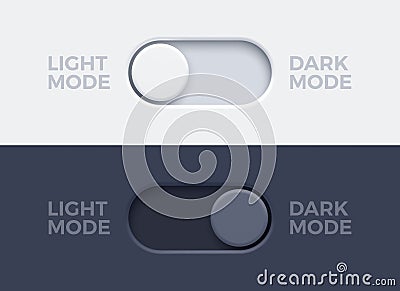 Dark Mode And Light Mode Toggle Switch Buttons. Material Design Slider Switch Buttons Set. Day ...