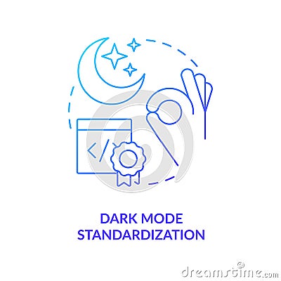 Dark Mode Standardization Blue Gradient Concept Icon Cartoon Vector ...