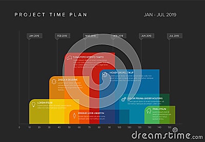Dark Project Timeline Gantt Graph Diagram Schema Template With Color ...