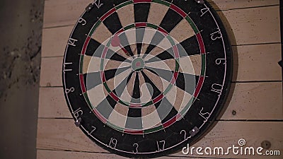 Darts Arrow Missing the Target on a Dart Board during the Game. Stock ...