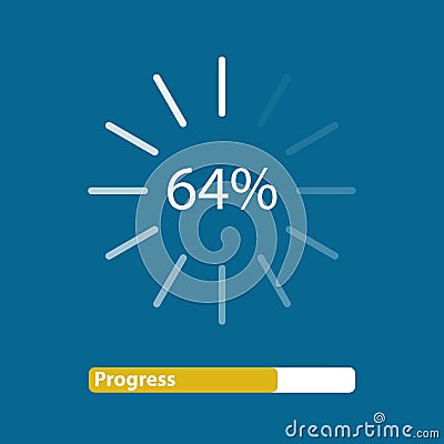Dashed Loading In Progress Bar - Vector Illustration - Isolated On Blue ...