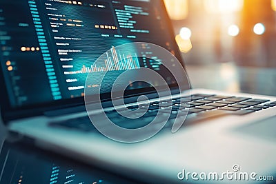 Data Analysis On Laptop Screen With Graph And Charts A Laptop ...