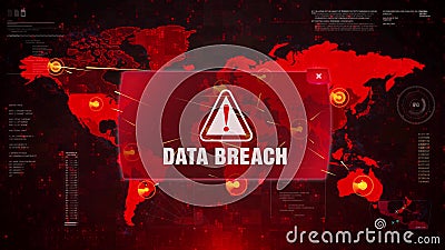 Data Breach Alert Warning Attack on Screen World Map. Stock Video ...