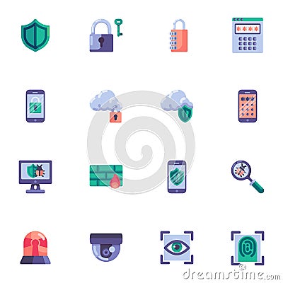 Data Encryption Elements Collection Vector Illustration | CartoonDealer ...
