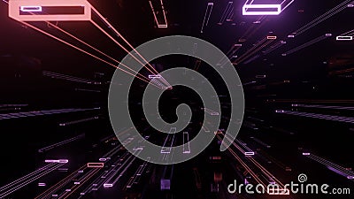 Data Flow. Big Data or Blockchain Digital Space. Fly through Hi-tech ...