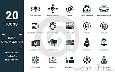 Data Organization Icon Set. Collection Of Simple Elements Such As The ...