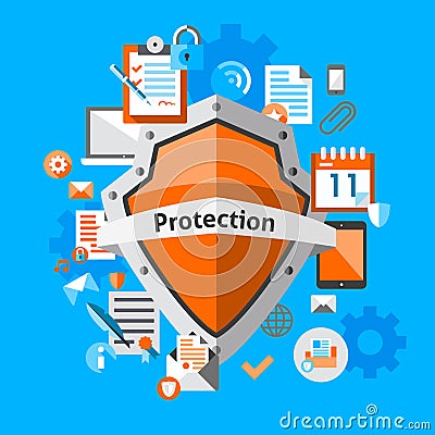 Data Protection Infographics Stock Vector - Illustration of cyber, lock ...