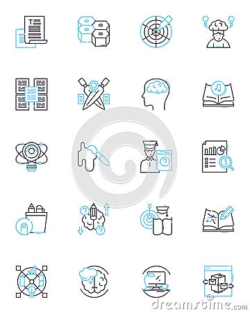 Data Writing Linear Icons Set. Analysis, Excel, Algorithm, Interpretation, Spreadsheet ...