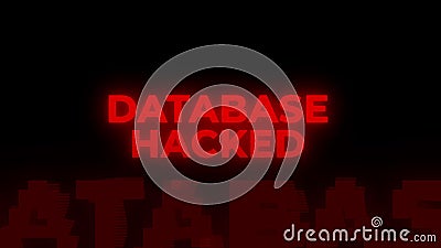 Database Hacked Red Warning Error Alert Computer Virus Alert Hacking Message with Glitch and ...