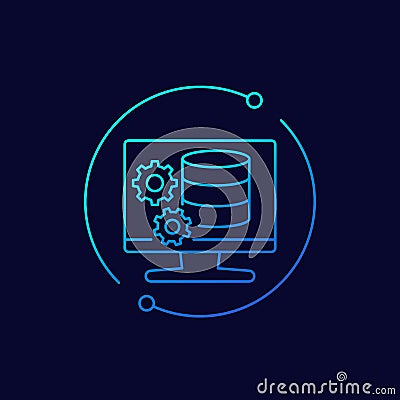 Database Maintenance Icon, Linear Design Cartoon Vector | CartoonDealer ...