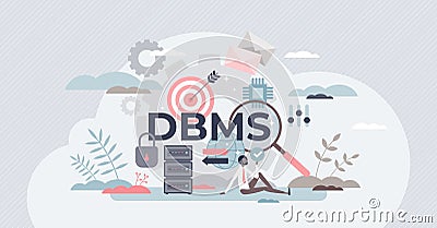 Database Management Systems Or DBMS Software Tool Usage Outline Diagram Vector Illustration ...