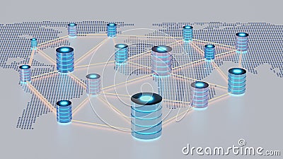 Database Network On Digital Dotted World Map. Royalty-Free Illustration ...