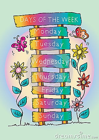 Days Of The Week With Name Plate. Vector Illustration | CartoonDealer ...