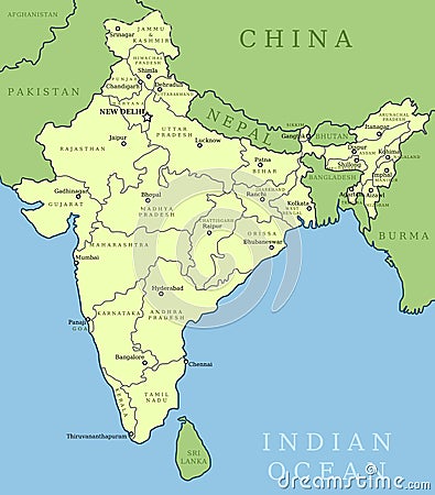 De Kaart Van India Royalty-vrije Stock Afbeelding - Afbeelding: 31287676