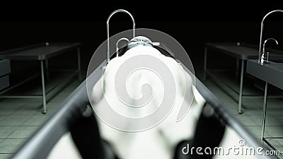 The Dead Alien In The Morgue On The Table. Futuristic Autopsy Concept ...