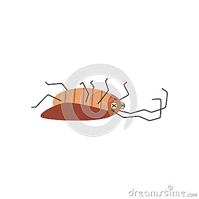 Dead Cockroach Lying On Its Back, Cartoon Flat Vector Illustration ...