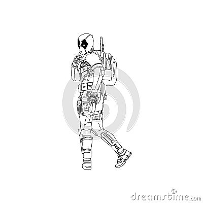 Deadpool Outline Cartoon Vector | CartoonDealer.com #194918595