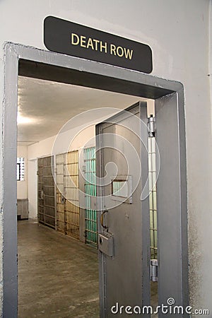 Death Row Sign Over A Prison Cell Block Door Stock Photo ...