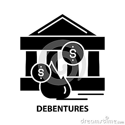 Debentures Icon, Black Vector Sign With Editable Strokes, Concept ...