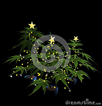 Decorated Christmas Marijuana Trees Stock Photos - Image: 24650123