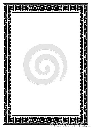 Decorative Black And White Frame, A4 Page Forma Vector Illustration ...