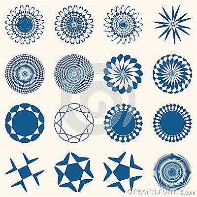 Set of Geometryc and Floral Linear Monogram Design. Line Art Elements ...